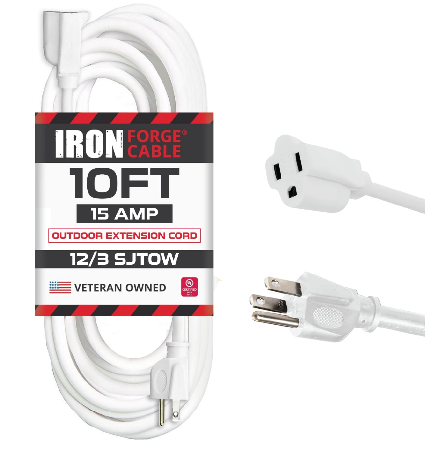 Amazon.com: Iron Forge Cable 12 Gauge Extension Cord 10 ft, SJTOW Water ...