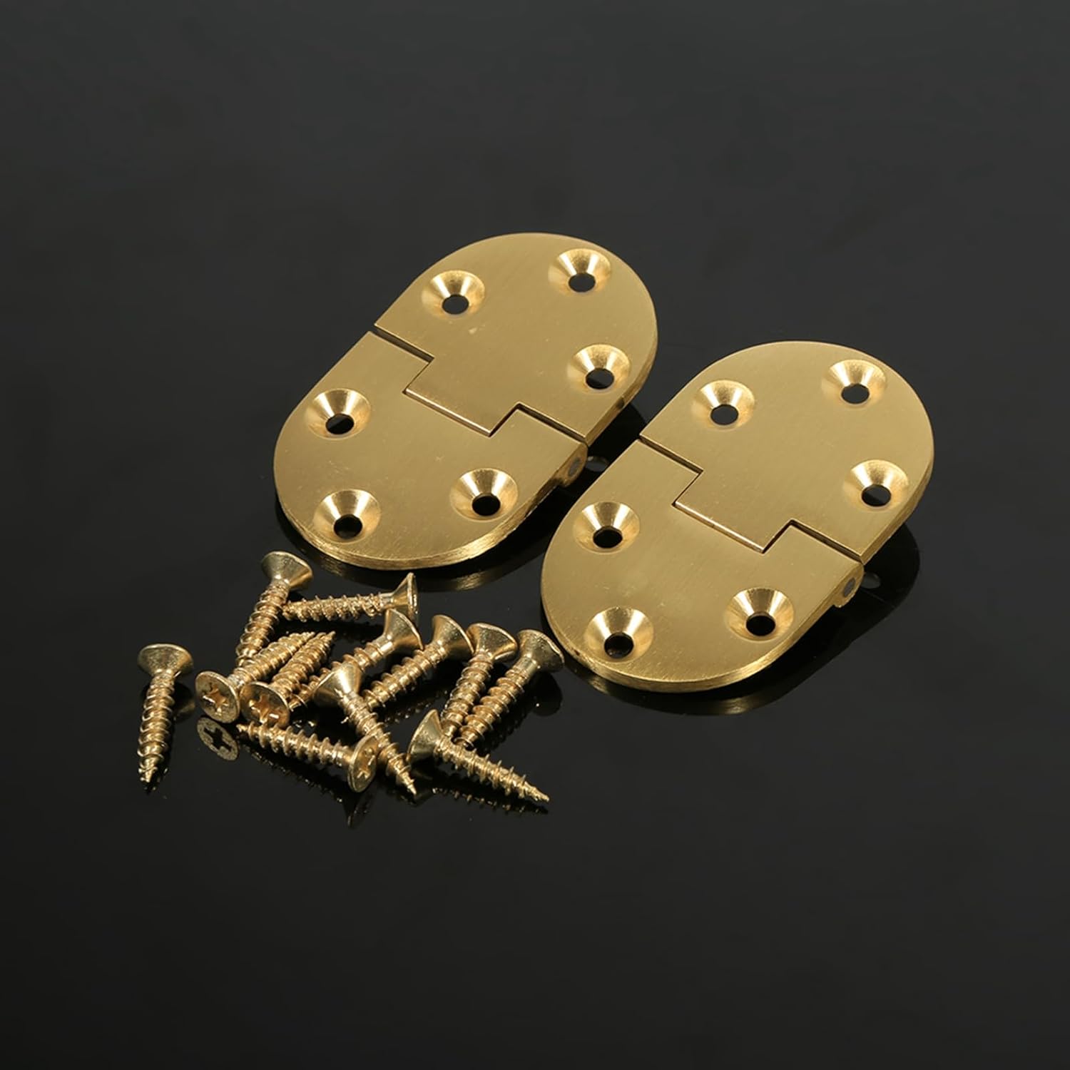 2pcs Brass Butler Tray Hinge Set, 2-1/2"x1-1/2 Round Hinge with Screws ...