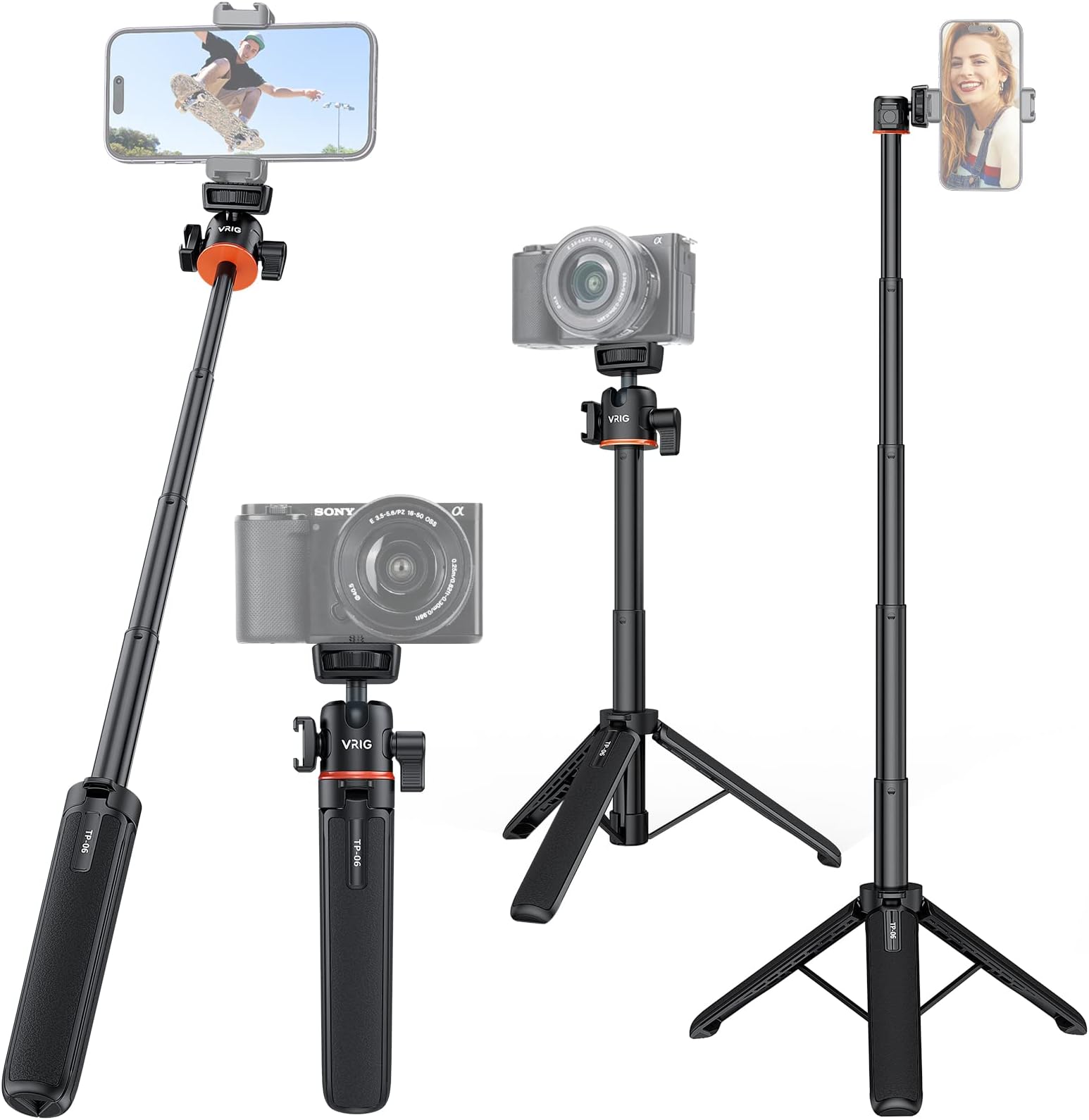 Amazon.com: UURIG 21.6" Extension Pole Tripod, Mini Selfie Stick Tripod ...