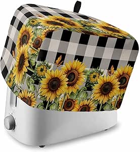 Amazon.com: Sunflower Checkered Toaster Cover 2 Slice, Black Buffalo ...