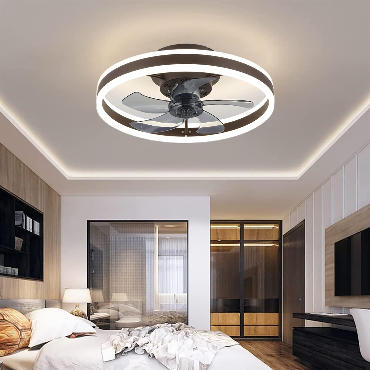 Amazon.com: Feqwgny 20'' Low Profile Ceiling Fan with Light, Flush ...