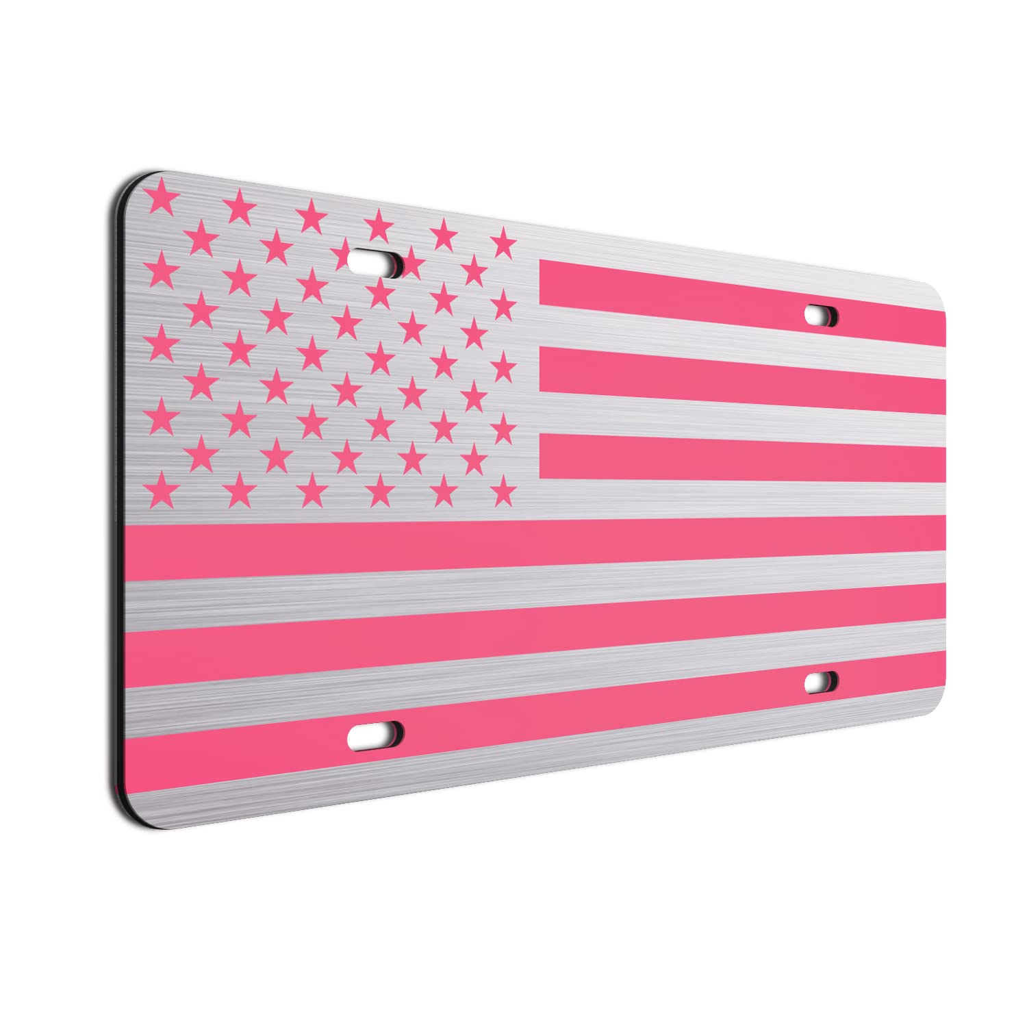 Amazon.com: Inverted Pink American Flag License Plate on 1/8" Brushed ...