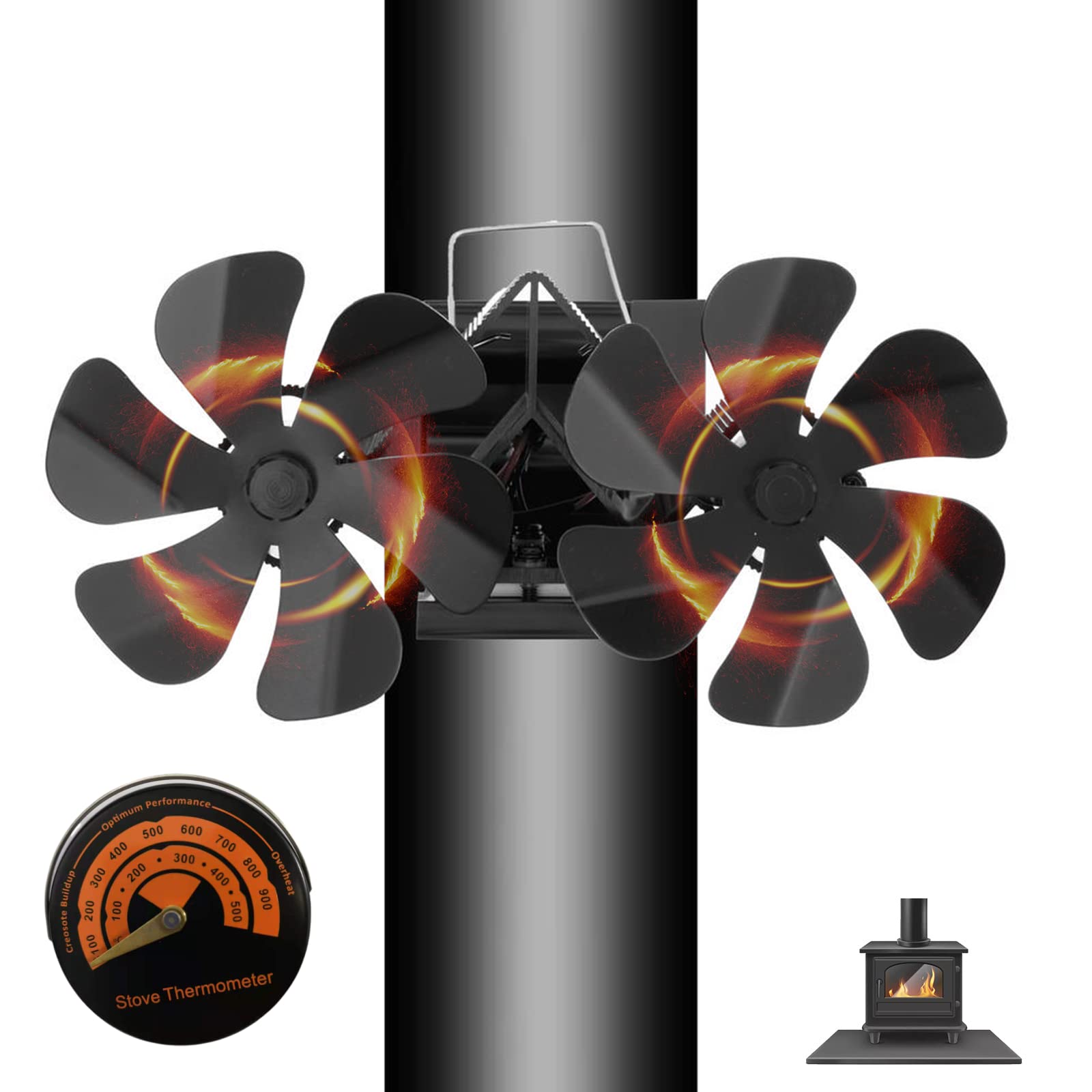Buy HEIFIQOING Fireplace Fan, Thermal Power 12 Blade Furnace Fan Flue ...