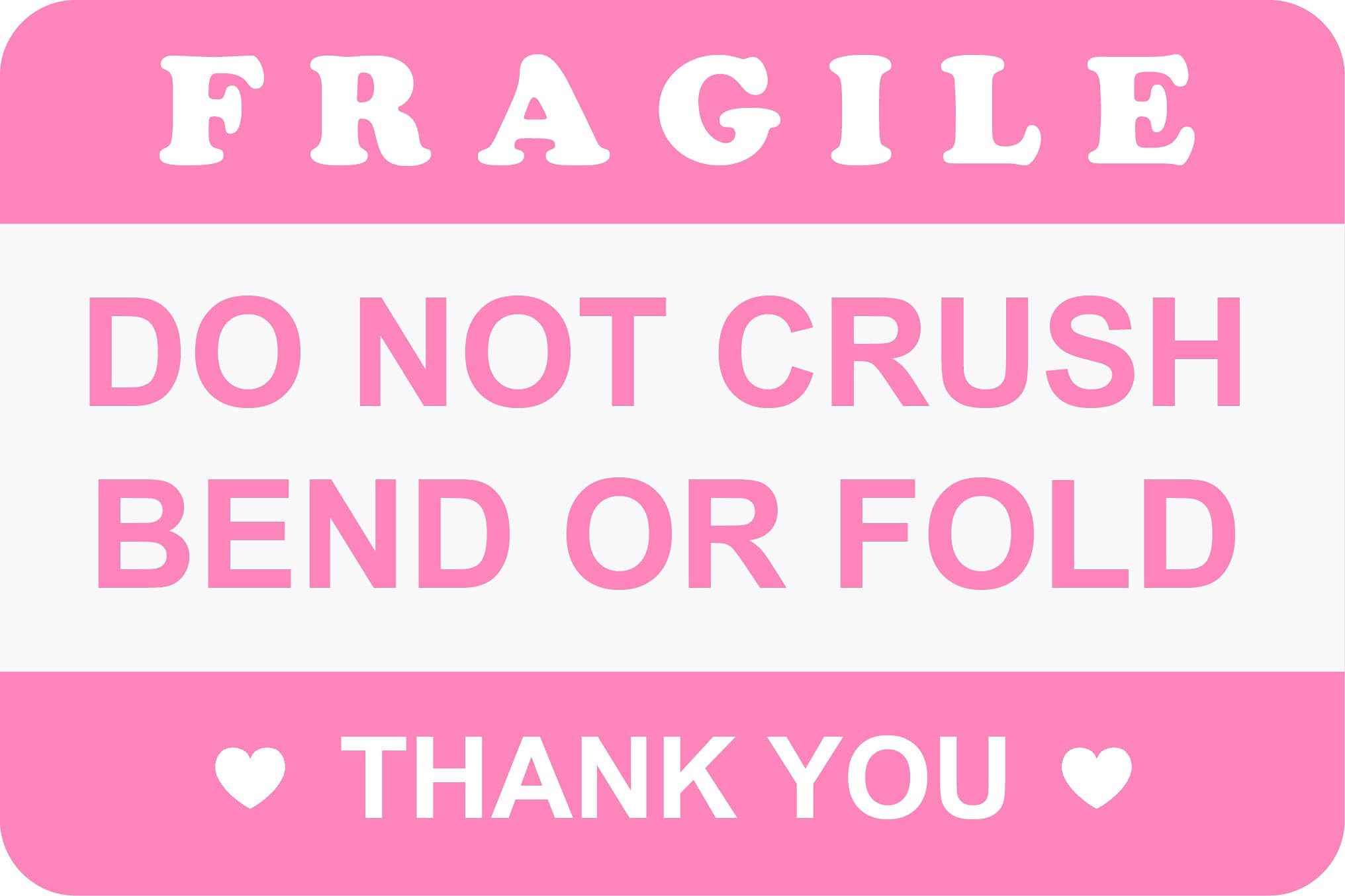 Amazon.com : 2"x3" 100PCS Pink Fragile Do Not Crush Bend or Fold Handle ...