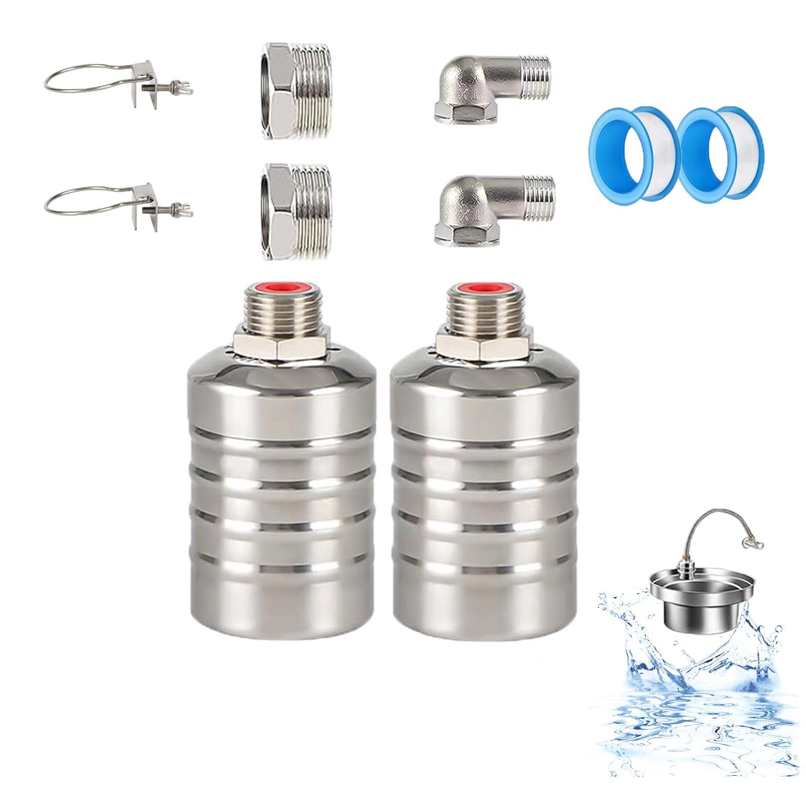 Buy 2PCS Water Float Valve for Water Tank, 1/2" to 3/4'' Water Trough ...