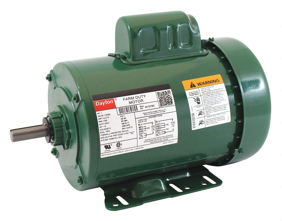 Dayton 1 HP High Torque Farm Duty Motor,Capacitor-Start,1725 Nameplate ...