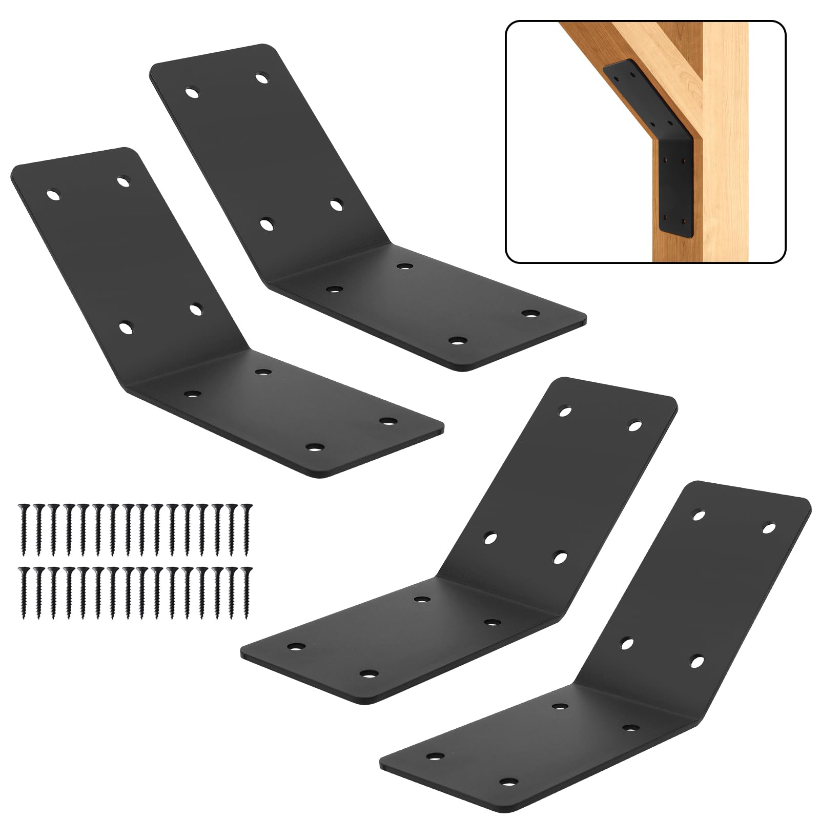 Amazon.com: 4 Pcs Inside Mount 45-Degree Angle Bracket,5"x 5"x 3" Heavy ...