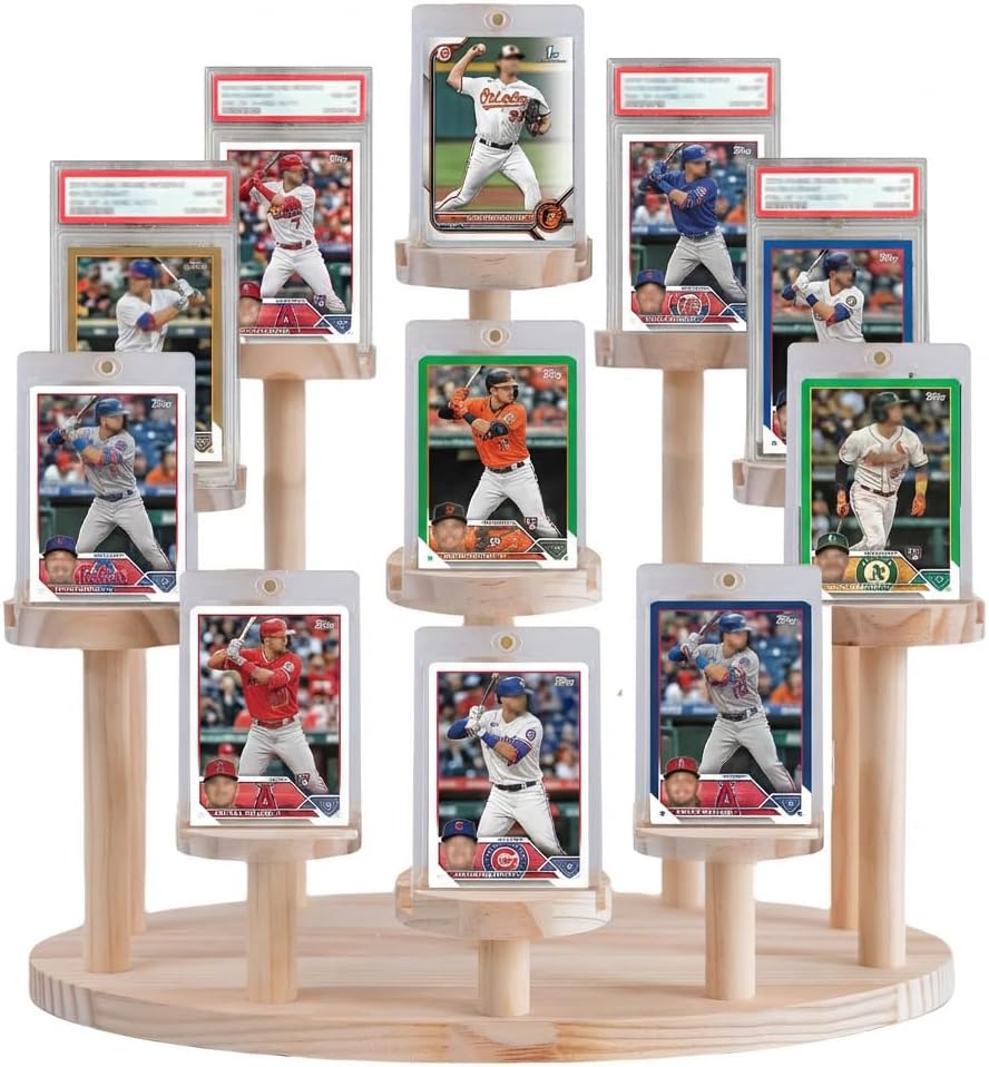 Amazon.com: Wooden Trading Card Display Stand - PSA Graded Card Display ...