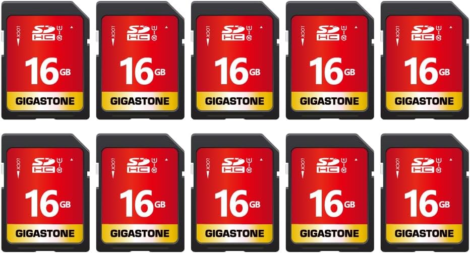 Amazon.com: GIGASTONE 16GB 10-Pack SD Card UHS-I U1 Class 10 SDHC ...