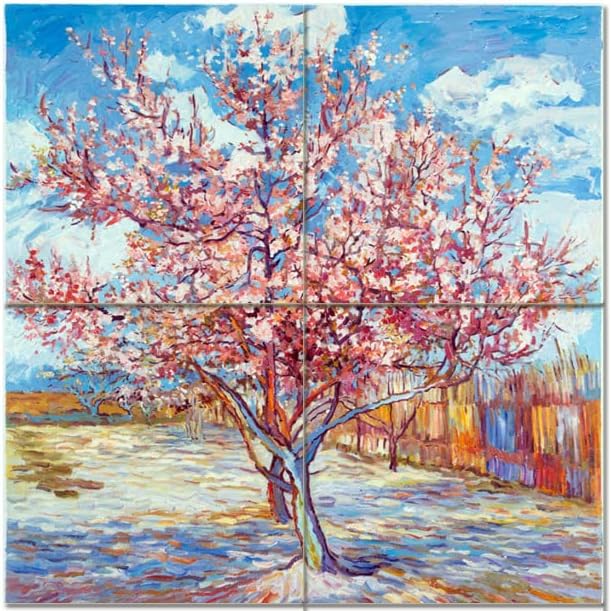 Tile Mural Peach Trees in Blossom by Vincent Van Gogh Kitchen Bathroom ...