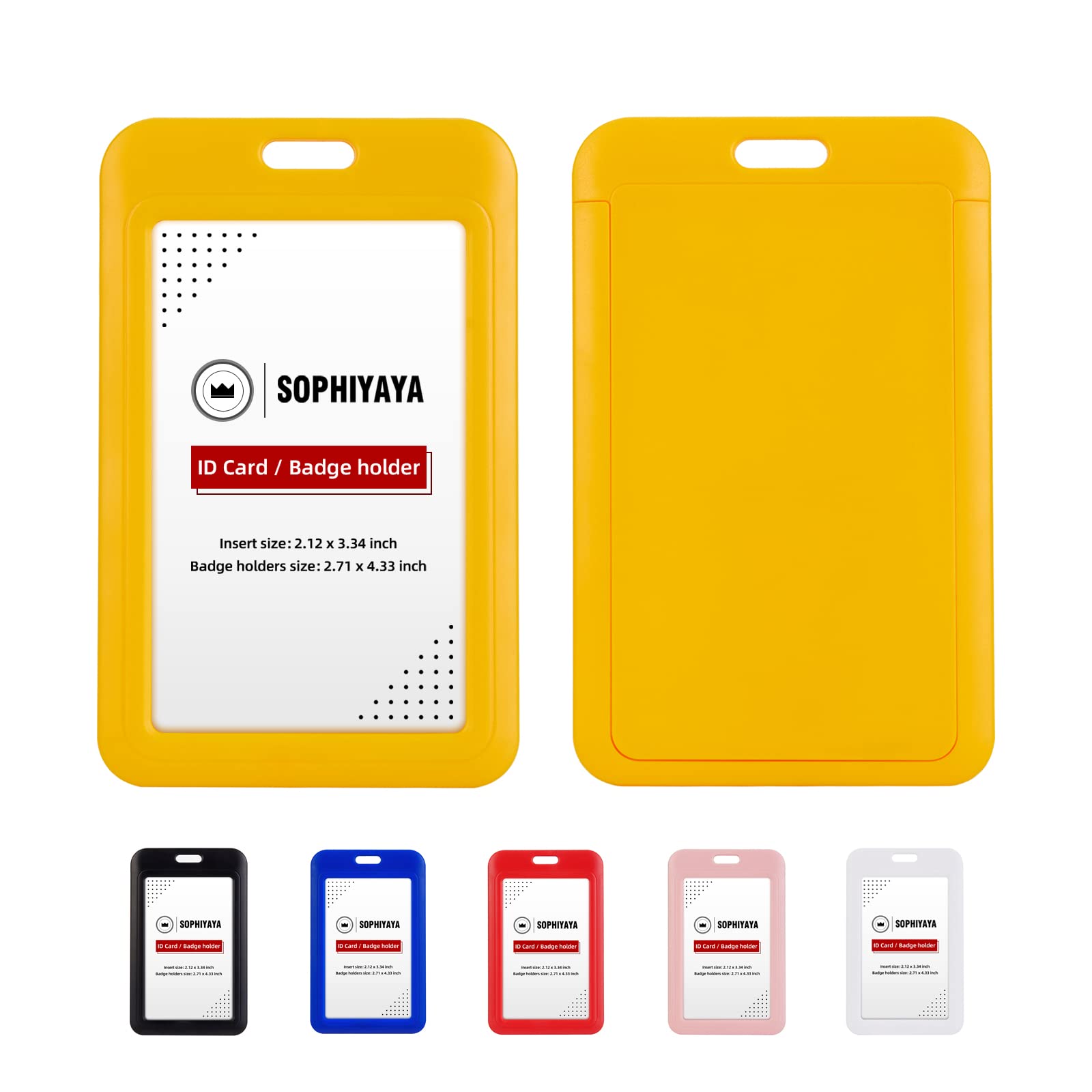 Amazon.com : 12 Pack Sliding ID Badge Holder Hard Plastic Key Card Work ...