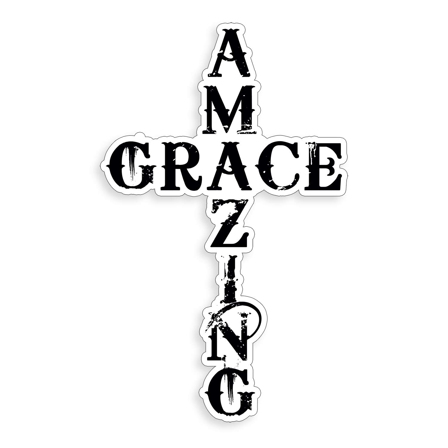 Amazon.com: Amazing Grace Word Script Cross Sticker Handwritten ...