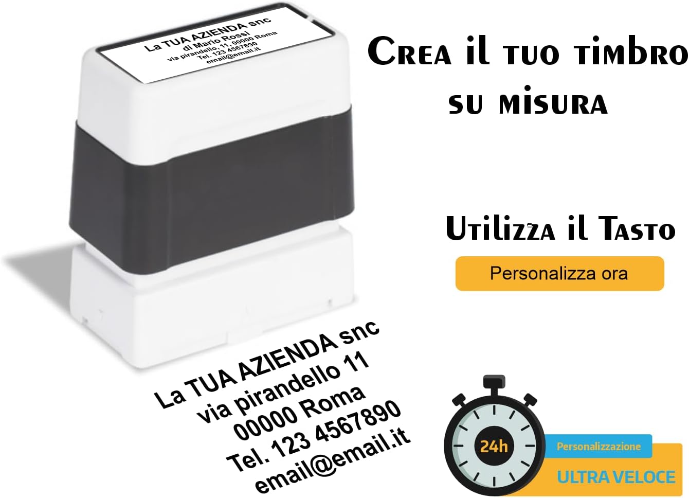 Timbro Personalizzato Preinchiostrato, Personalizzalo in Piena ...