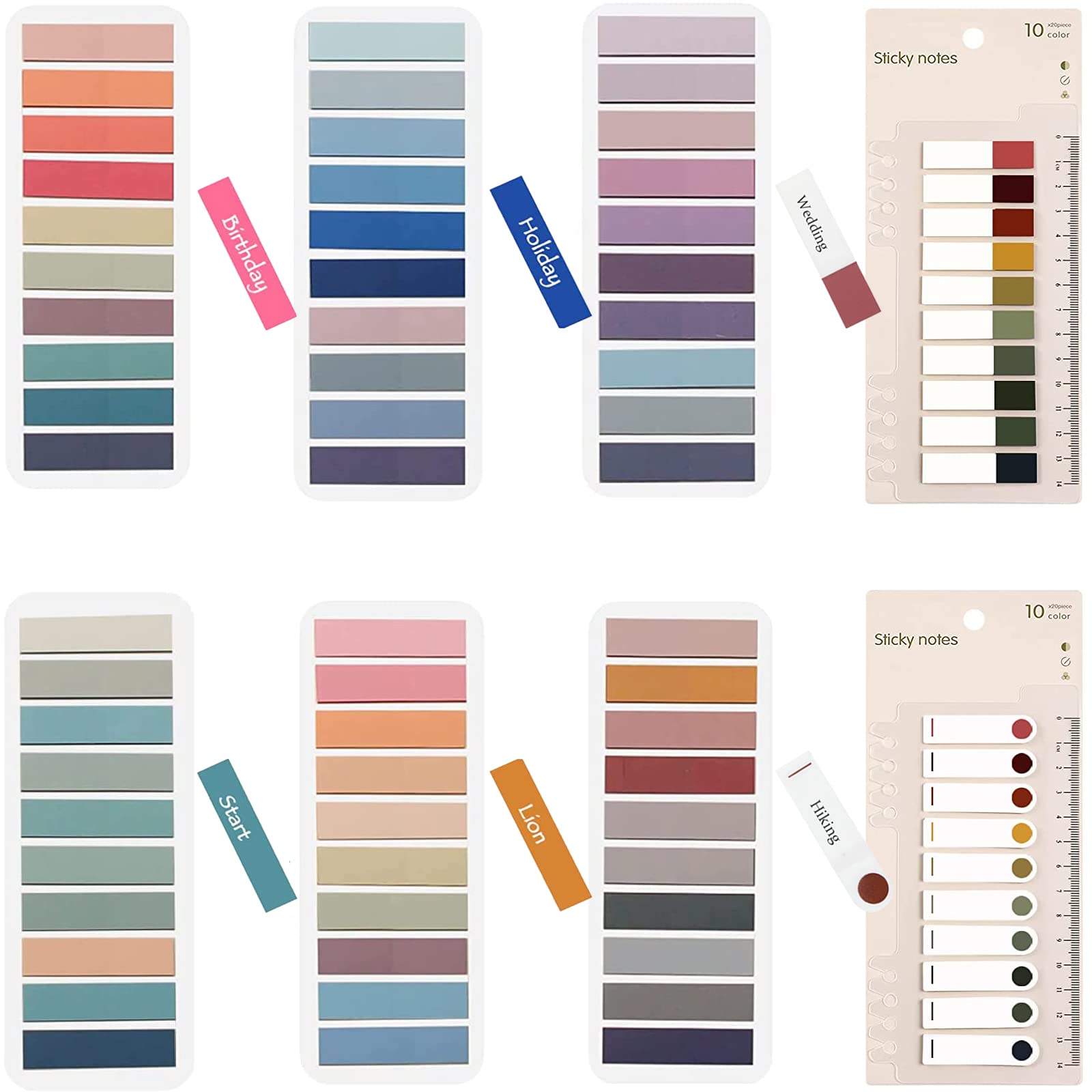 8 Pack Multi-Function Sticky Index Tabs,1600 Pieces Writable Labels ...