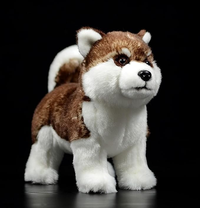 Amazon.com: Simulation Siberian Husky Plush Toy - Realistic 11" Brown ...