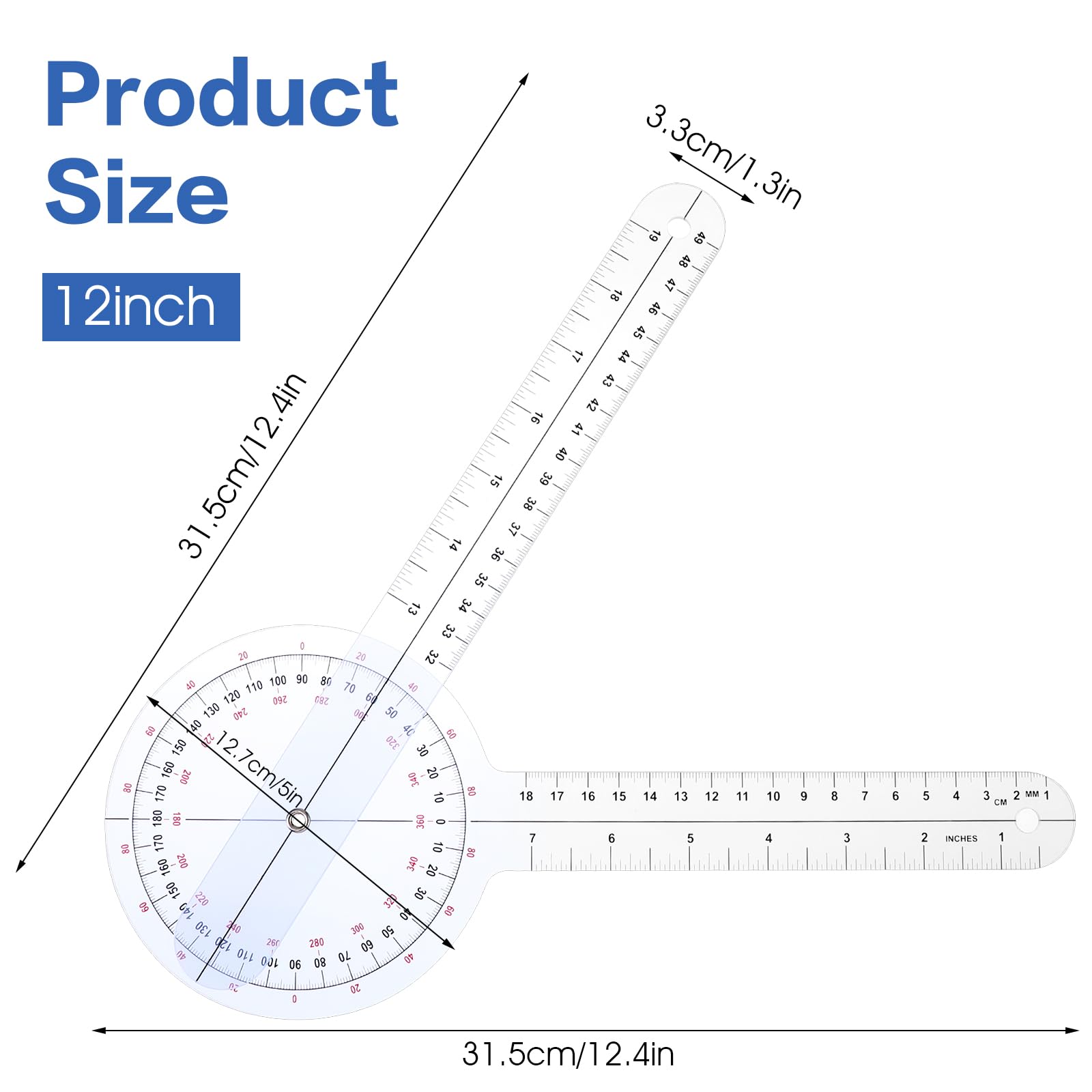 Clear Plastic Joint Measurement Tool 12 Inch 360 Degree Clear Plastic ...