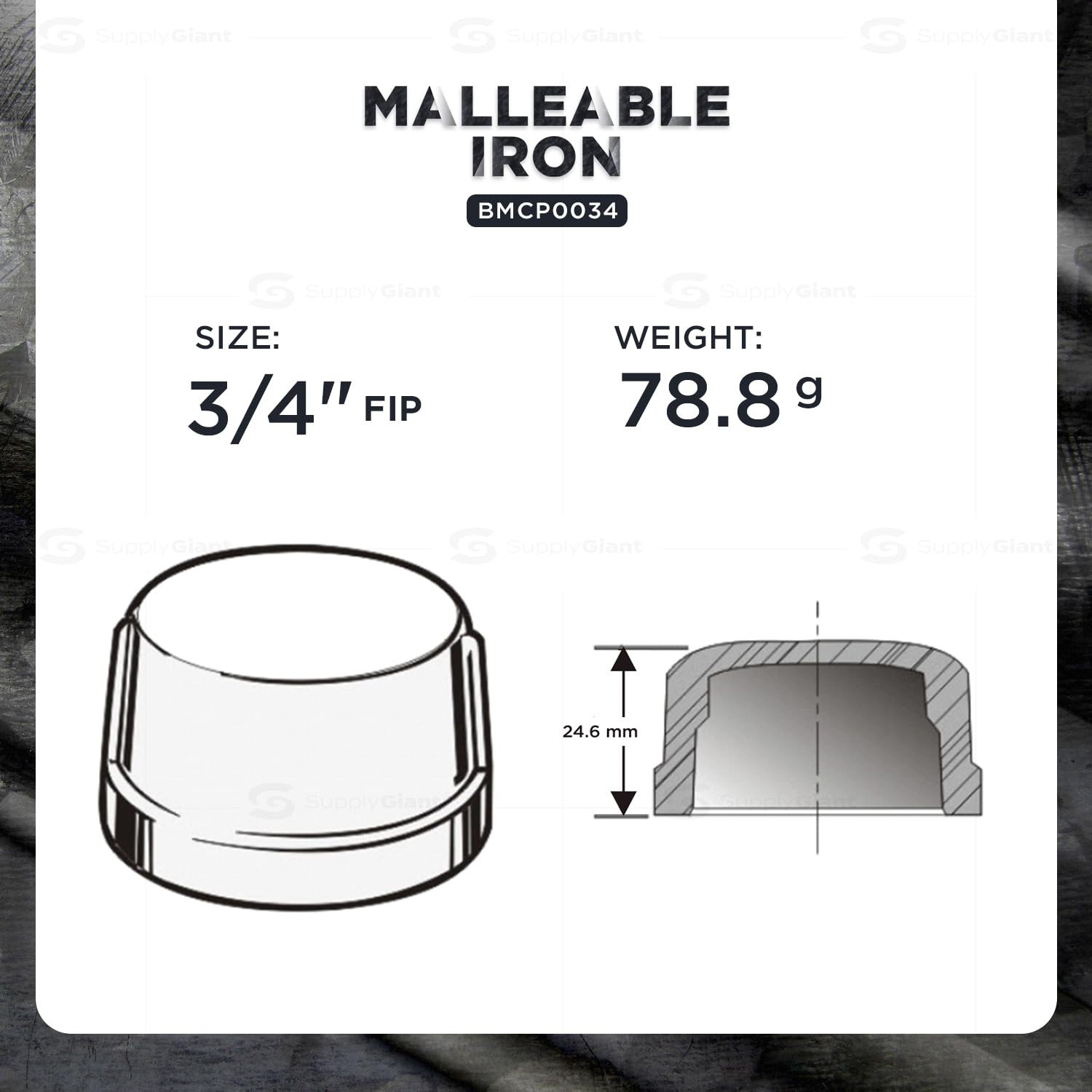 Snapklik.com : Supply Giant CNDQ0034-10 Malleable Iron Pipe Cap ...