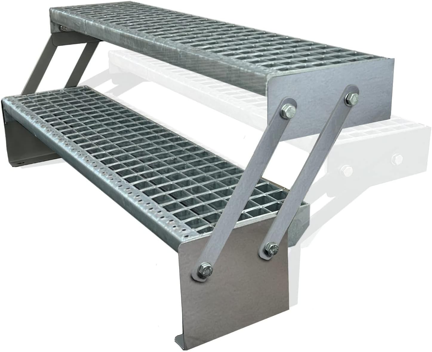 Kaminbau Mierzwa Premium Steel Stairs Adjustable Galvanised 2 Steps ...