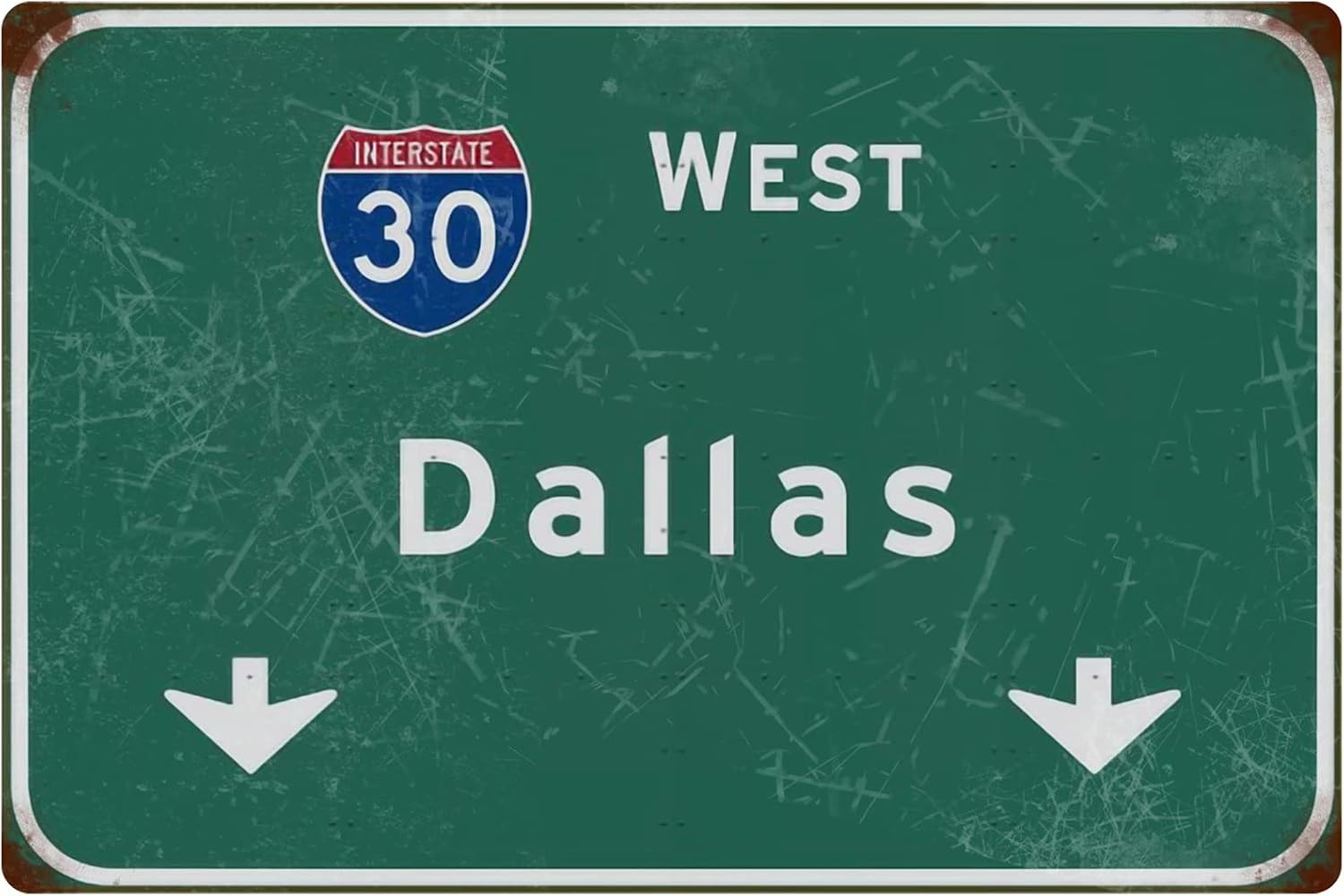 Letrero de hojalata retro West Dallas Intercontinental 30 Directions ...