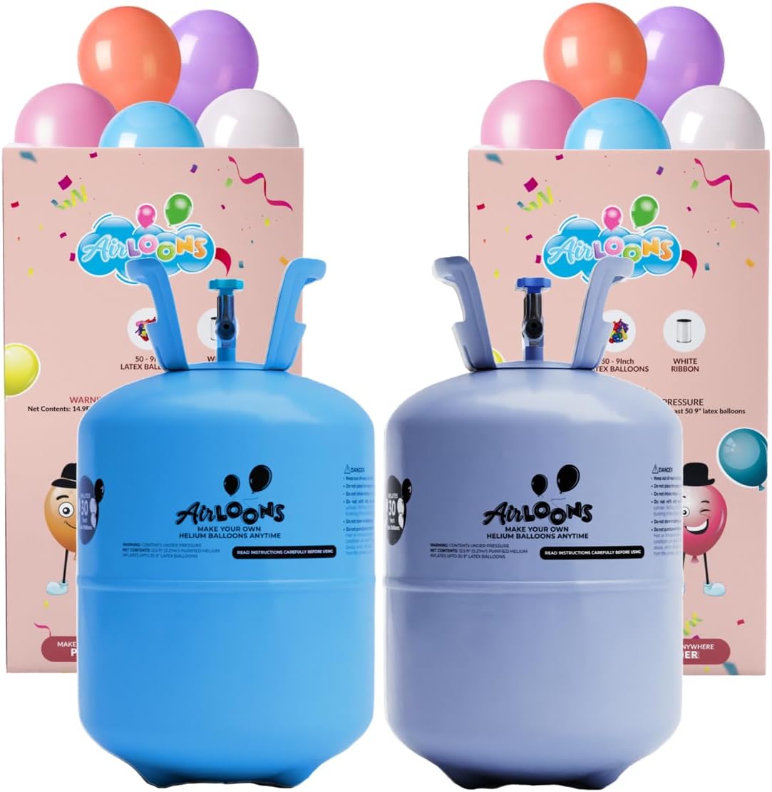 Amazon.com: Airloons Helium Balloon Kit with 2 Pack 7.5 Cu Ft Tank ...