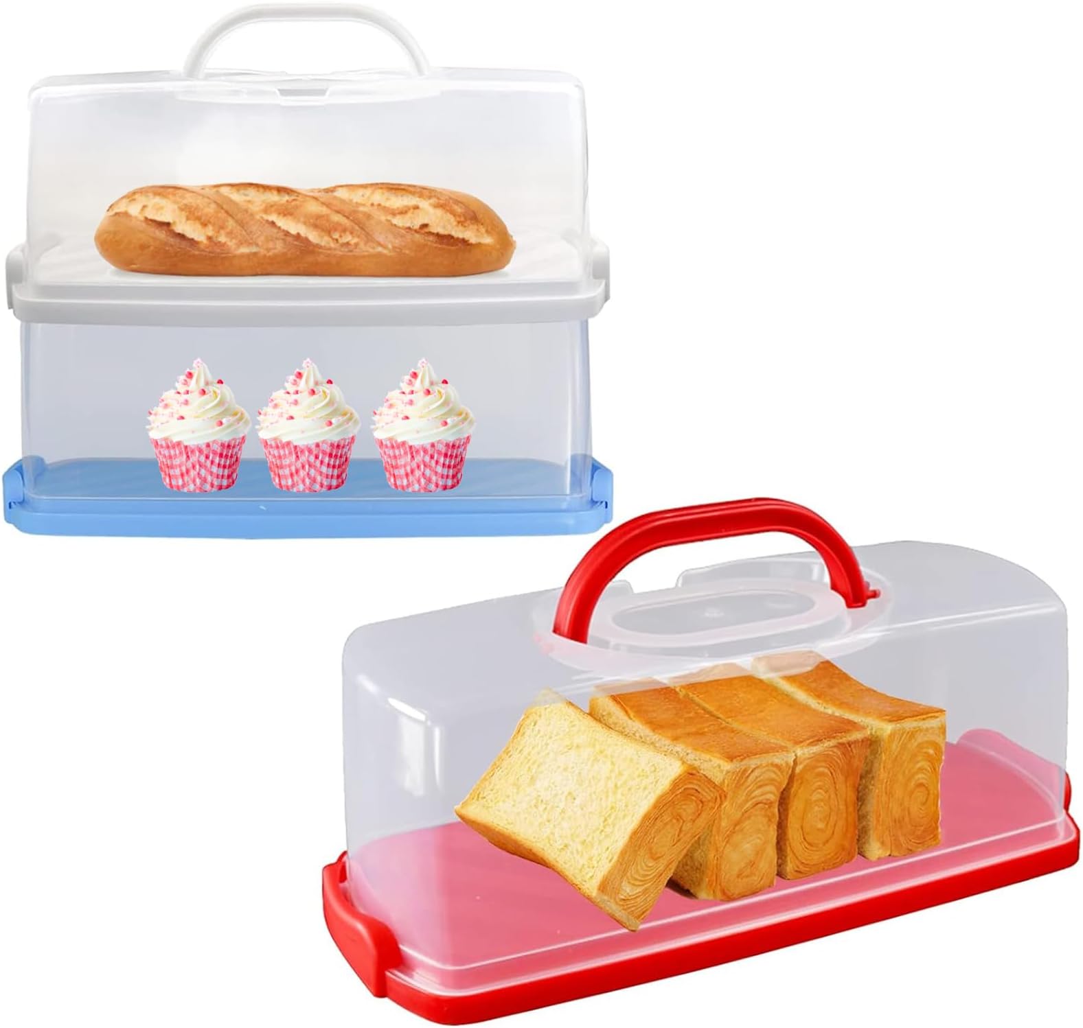 Amazon.com: Portable Plastic Rectangular Loaf Bread Box with Clear Lid ...