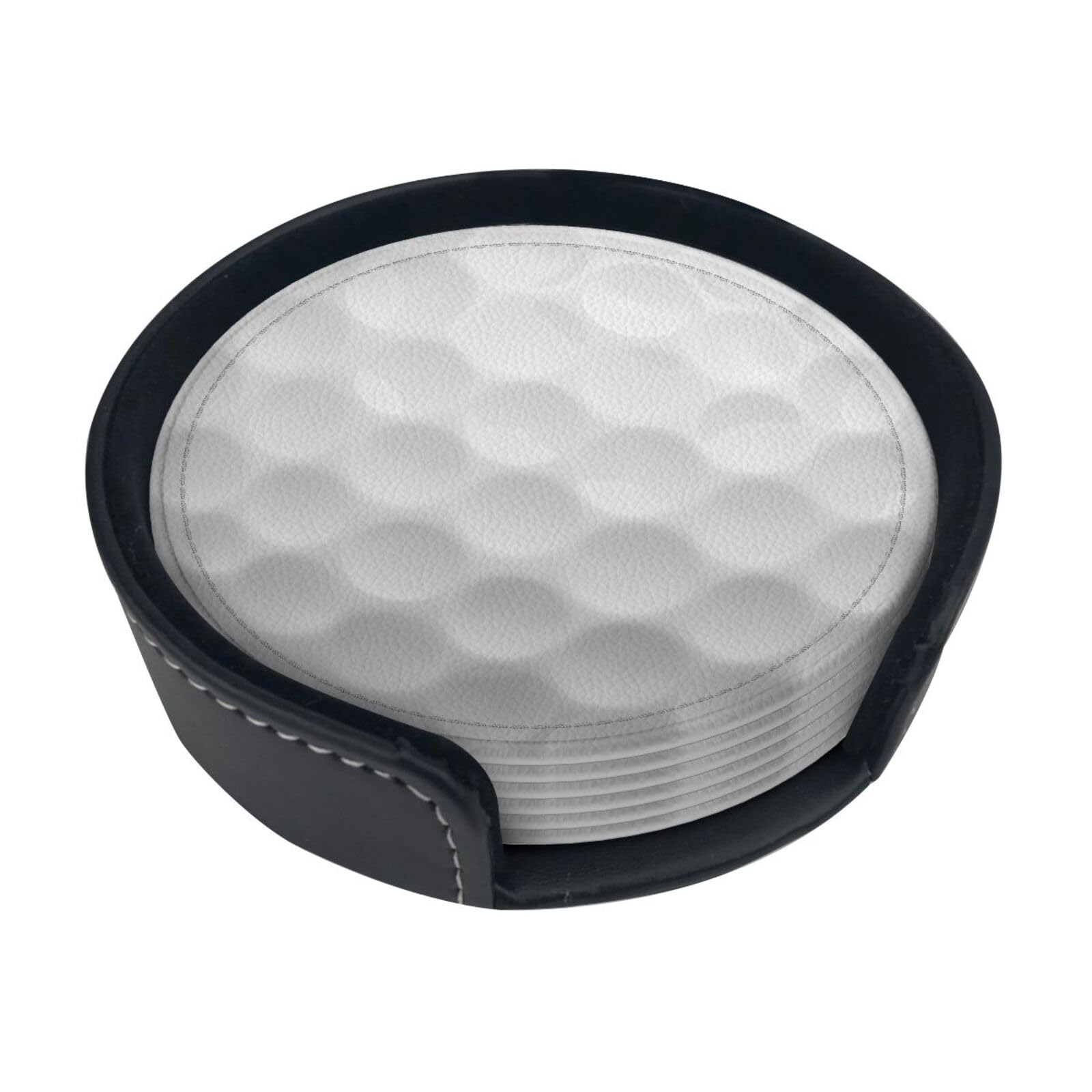 Amazon.com: White Golf Ball Coasters For Drinks With Holder, Leather ...