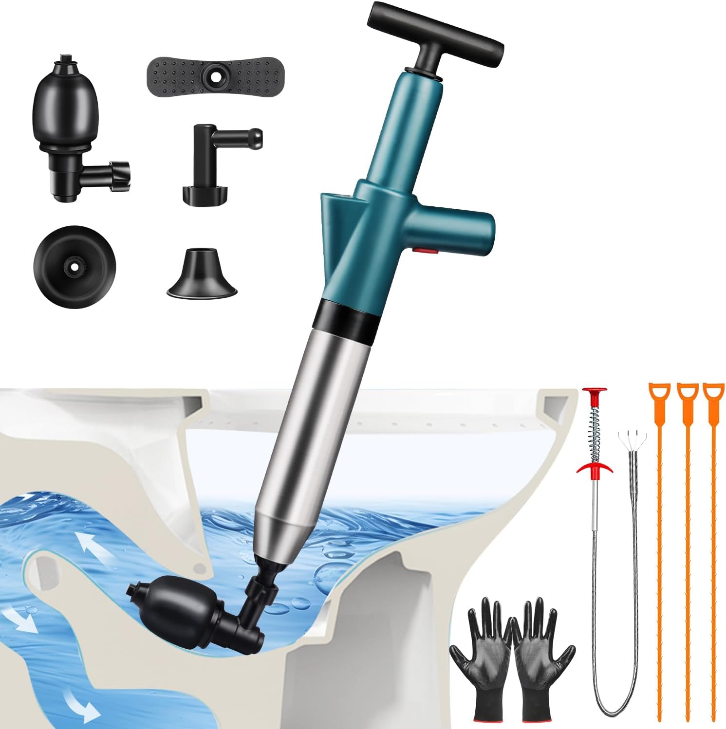 PLUNGE FORCE X Toilet Plunger,High Pressure Air Drainage Injector ...