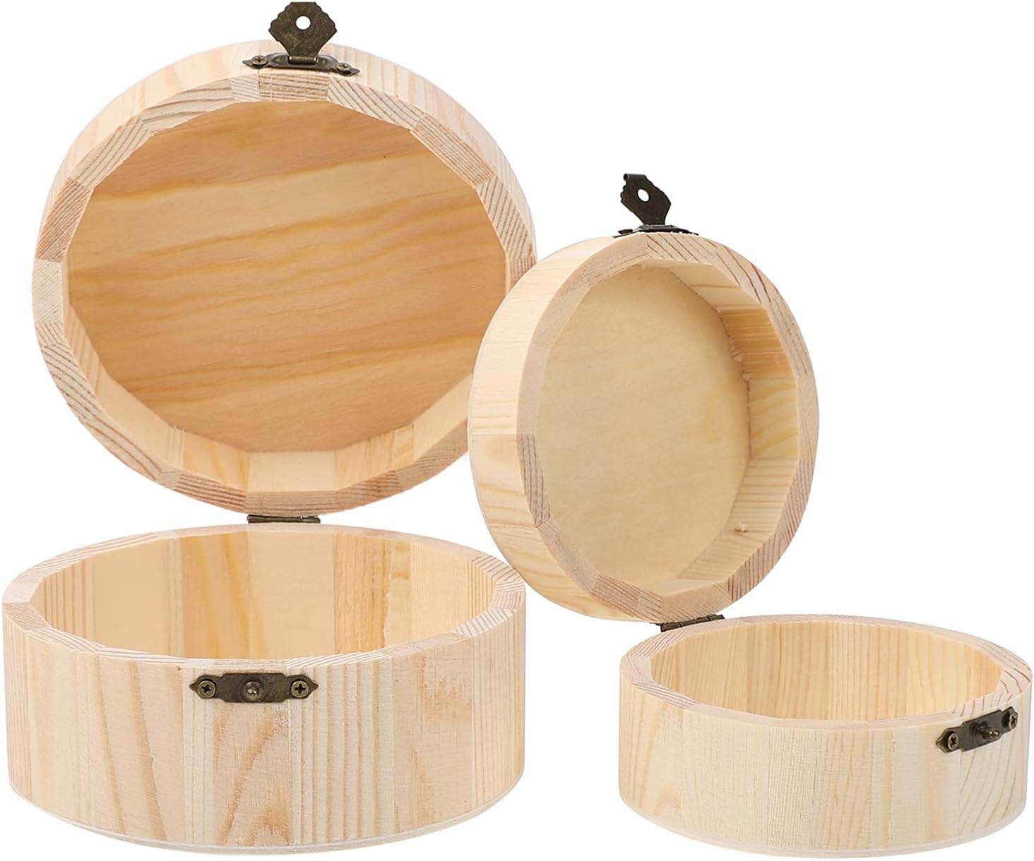 Amazon.com: DOITOOL 2pcs Unfinished Round Wood Storage Box with Lid ...