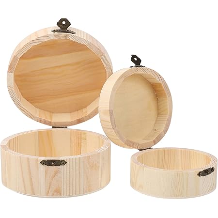 Amazon.com: Ciieeo 18.8CM Unfinished Round Box DIY Round Unfinished ...