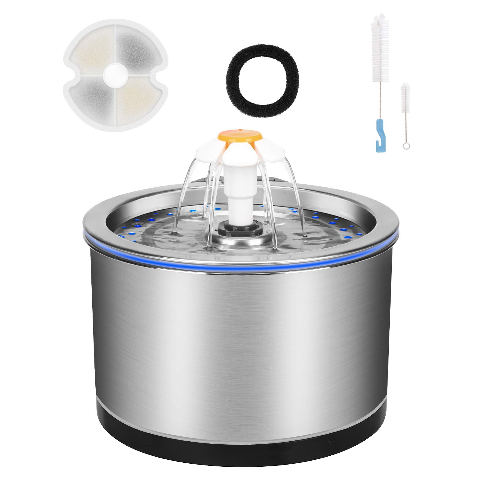 Buy Cat Water Fountain Stainless Steel, 2.5L/84 oz Pet Water Fountain ...