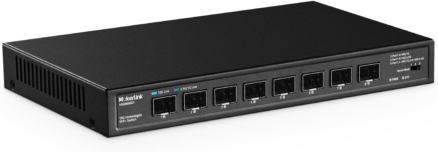 Amazon.com: 10GB SFP+ Switch (8 Port - Unmmanaged) - 10 Gigabit ...