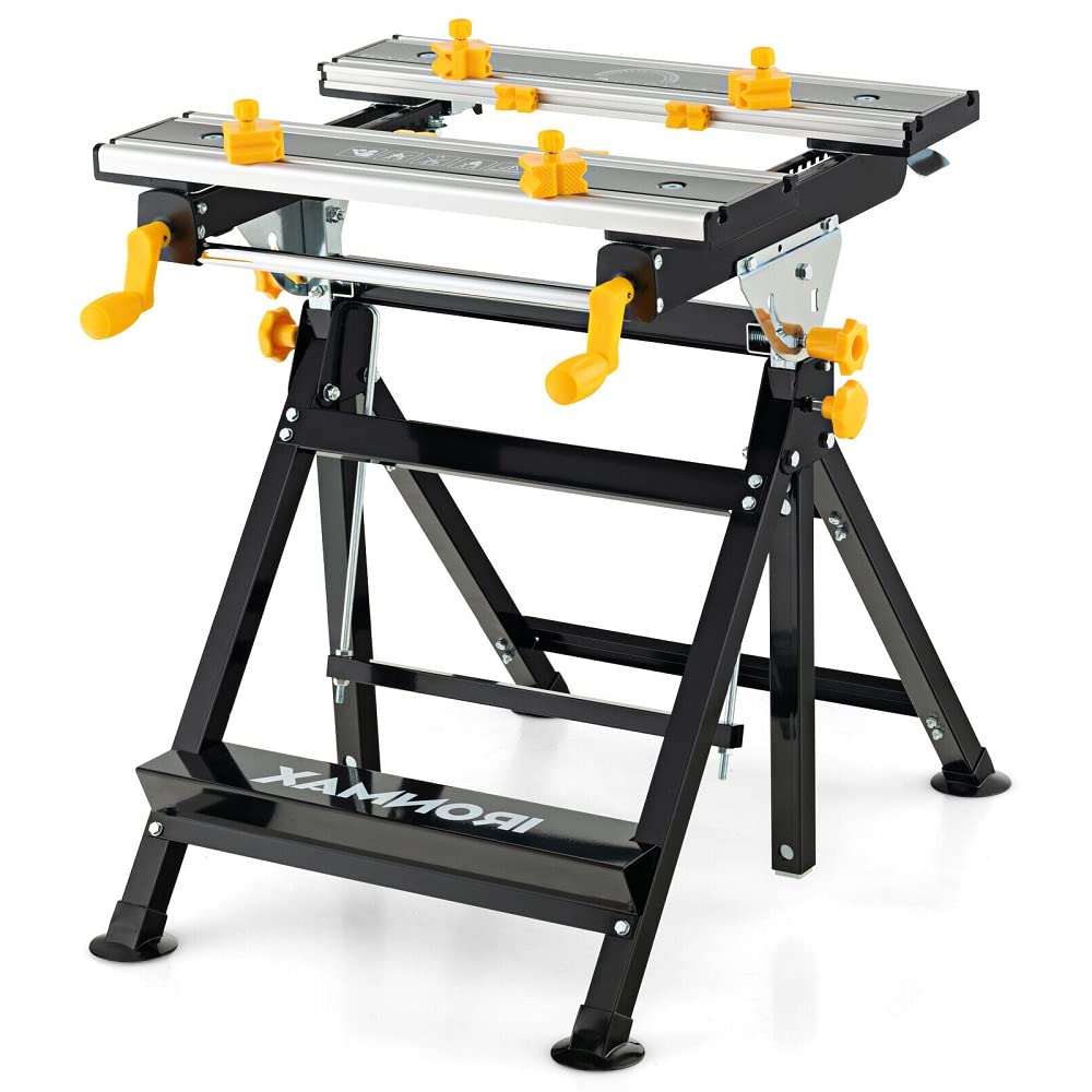 Folding Work Table Portable Workbench W/Tiltable Platform & Adjustable ...