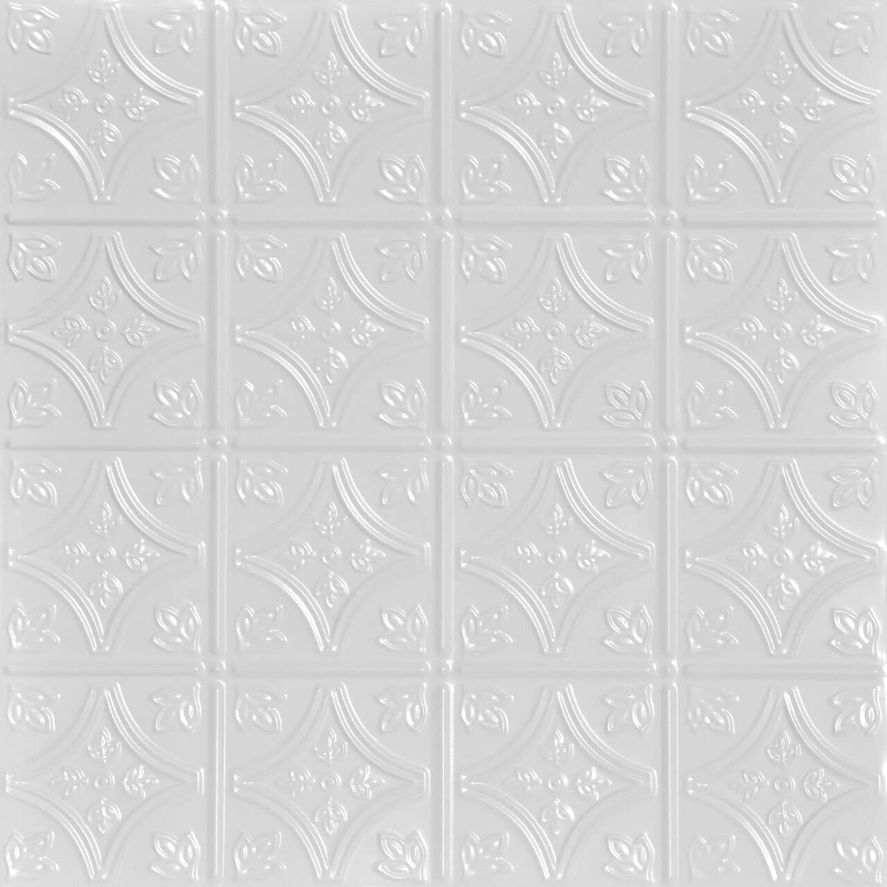 Shanko SKPC209-wh-24x24-N-6 Tiny Tiptoe Stamped Metal Nail-up Tin Ceiling Tile (24 sq. ft ...