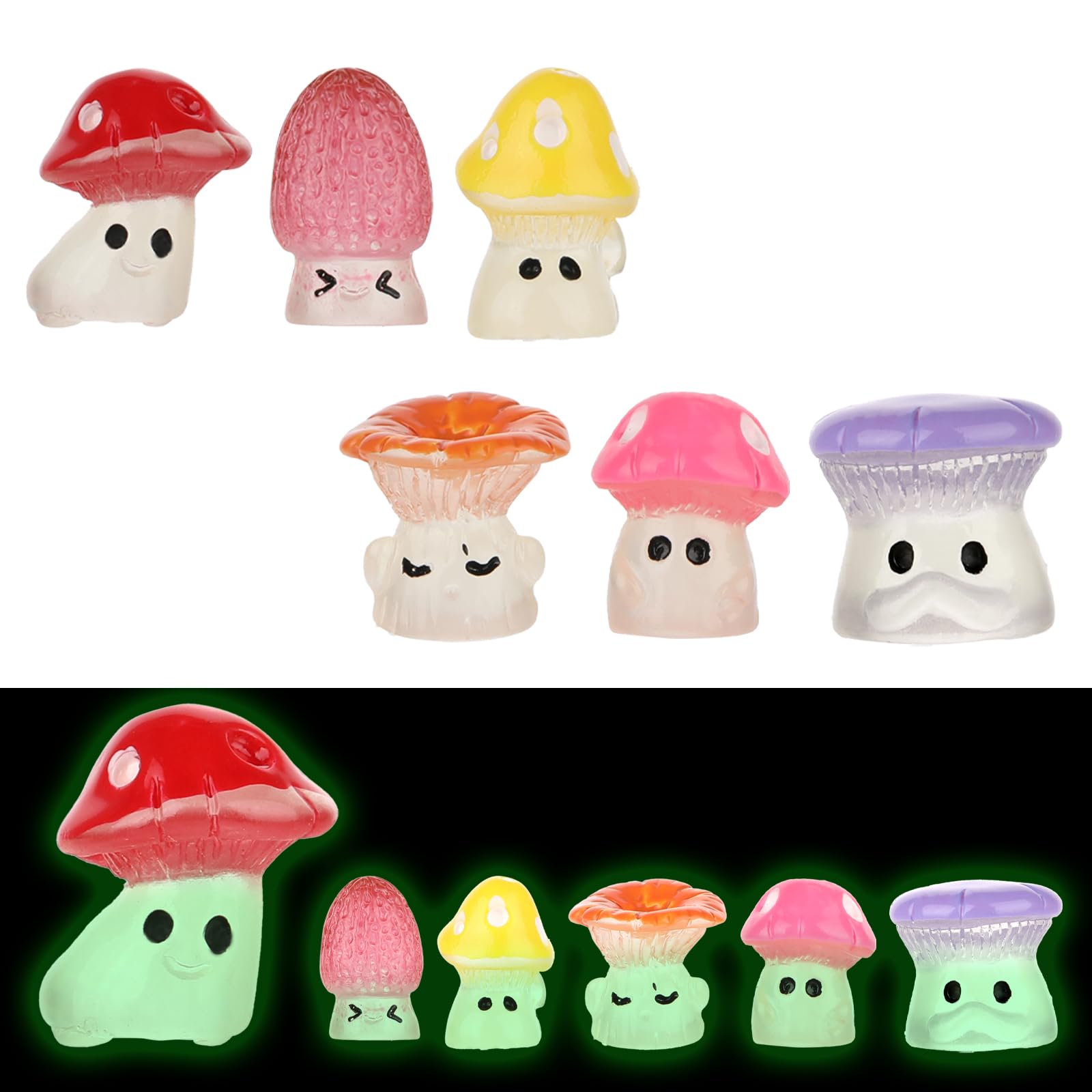 Amazon.com: 48 Pcs Luminous Mini Resin Mushrooms Mini Mushrooms Cute ...