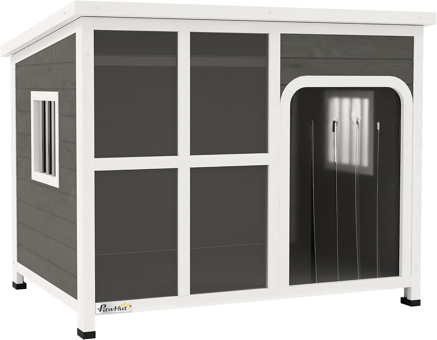 PawHut Outdoor Dog Kennel, Wooden Dog House with Asphalt Openable Top ...