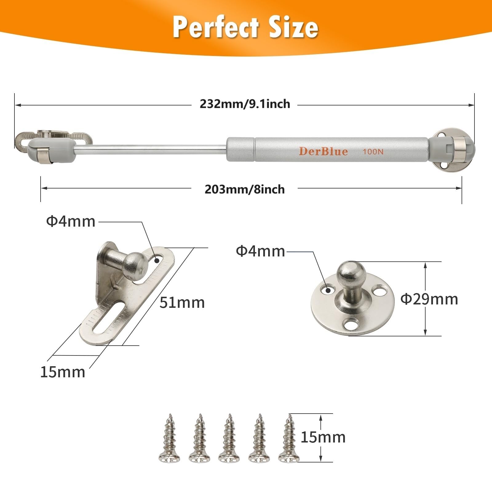 Snapklik.com : DerBlue 4-Pack 8inch 100N/25lb Gas Struts For Cabinets