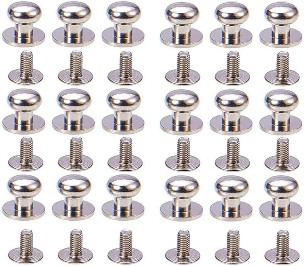 Amazon.com: 50Set Silver Alloy Round Head Button Studs Rivets Screwback ...