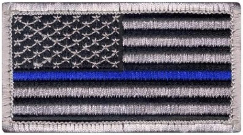 Amazon.com: Embroidered Thin Blue Line Flag Patch : Clothing, Shoes ...