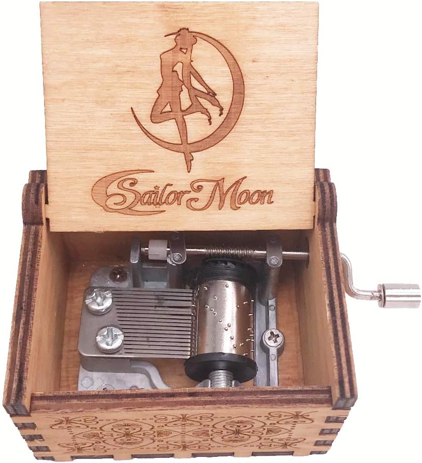 FnLy 18 Notes Wooden Engraved Anime Sailor Moon Theme Music Box,Antique ...