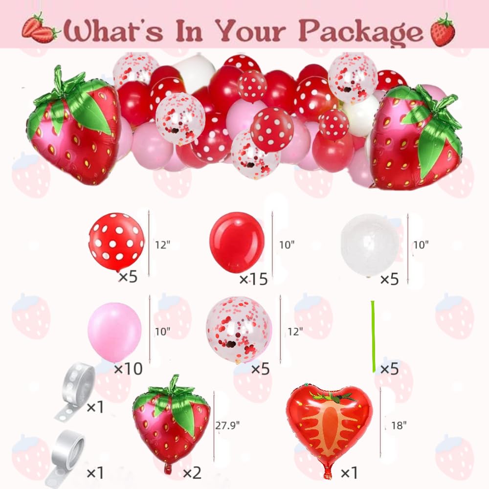 Snapklik.com : Strawberry Birthday Decorations Set For Girls ...