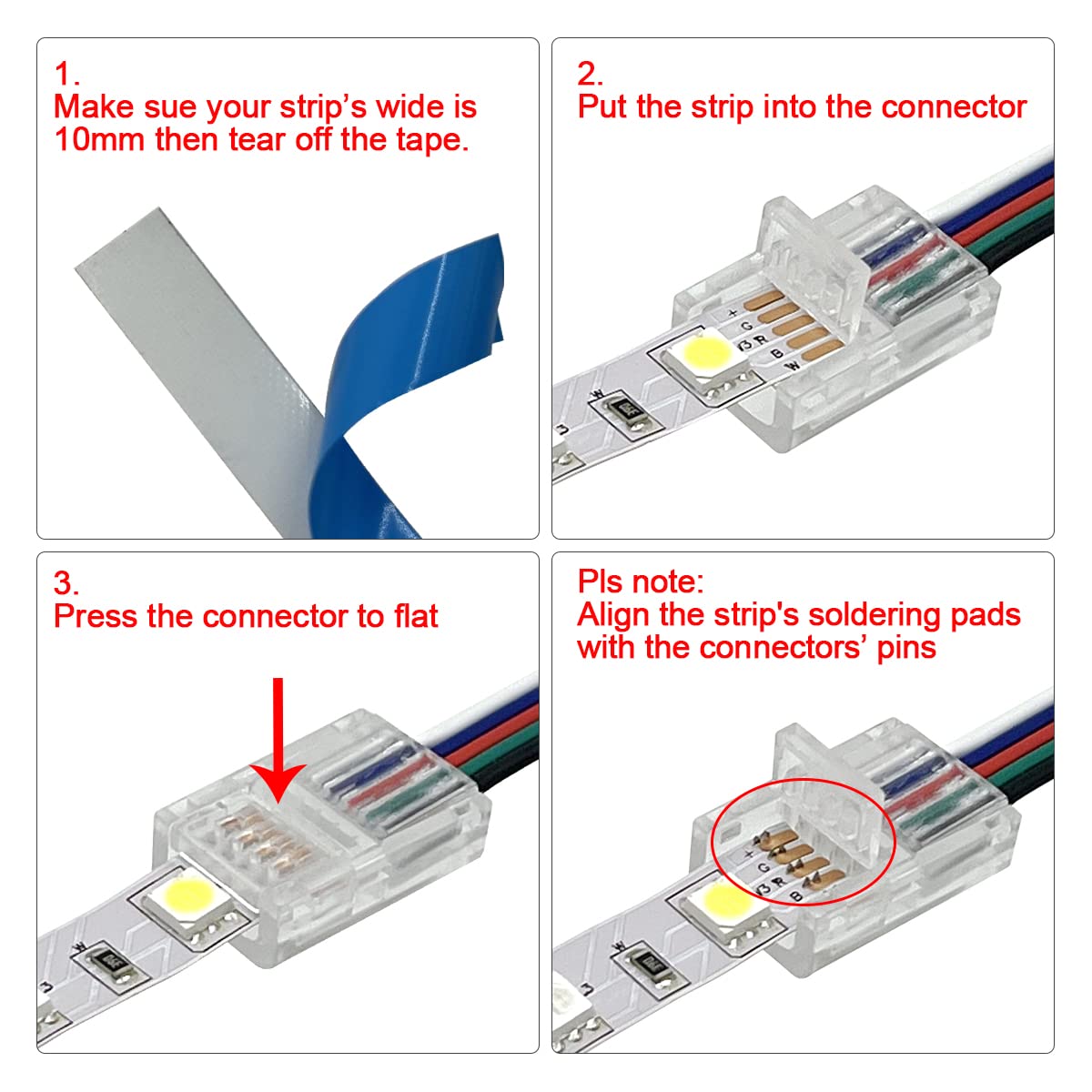 Snapklik.com : HAMRVL 10mm Cob Strip Light Connectors (5 Pin, 12 Pack ...
