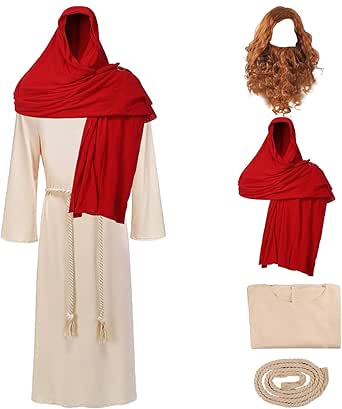 Amazon.com: SUNBRIVY Jesus Costume And Wig Adult Men Biblical Religious ...