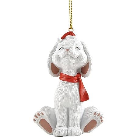 Amazon.com: 2 Pack Hand Blown Glass Bunny Ornaments for Christmas Tree ...