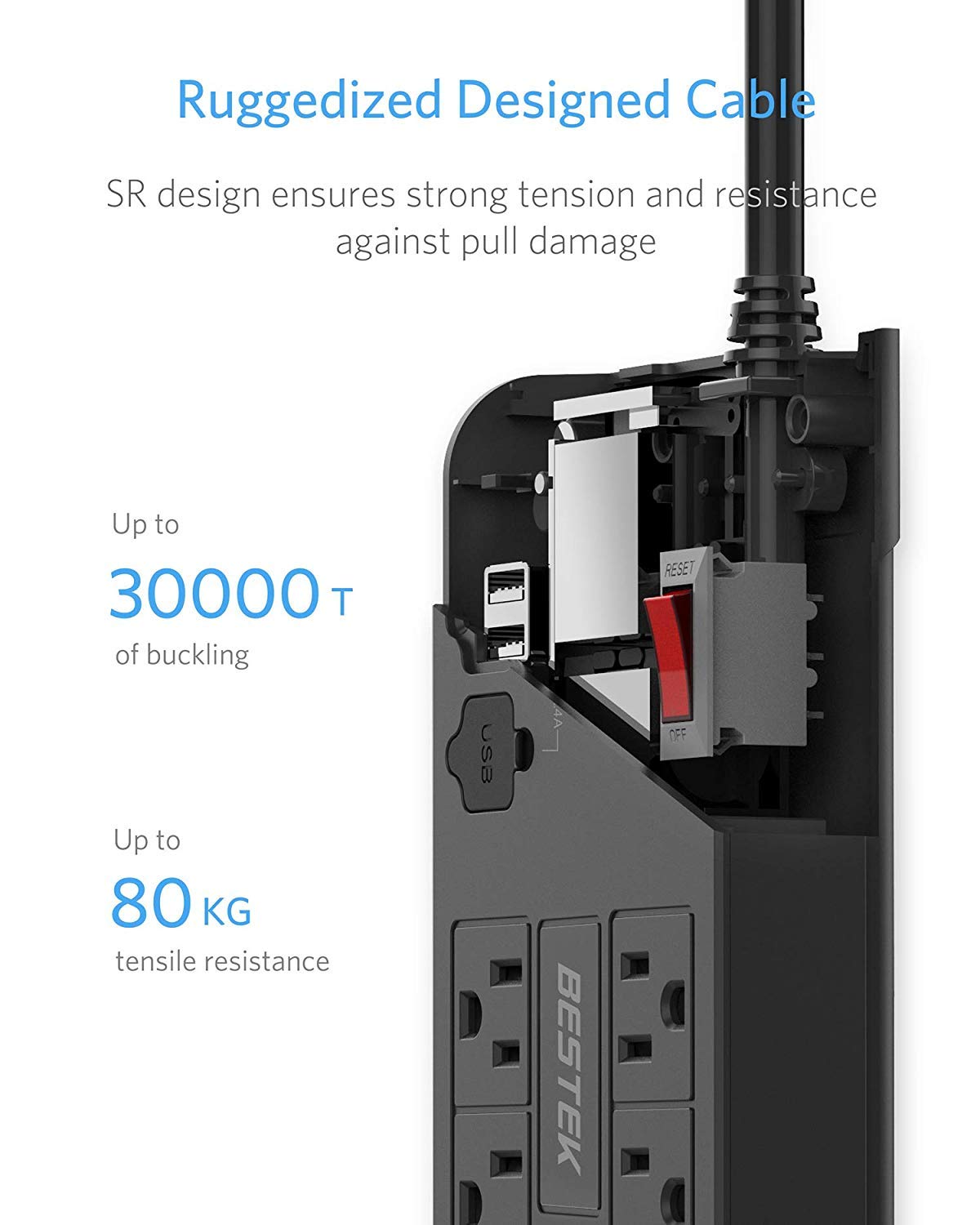 Snapklik.com : BESTEK 8-Outlet 6 Feet Extension Cord Power Strip