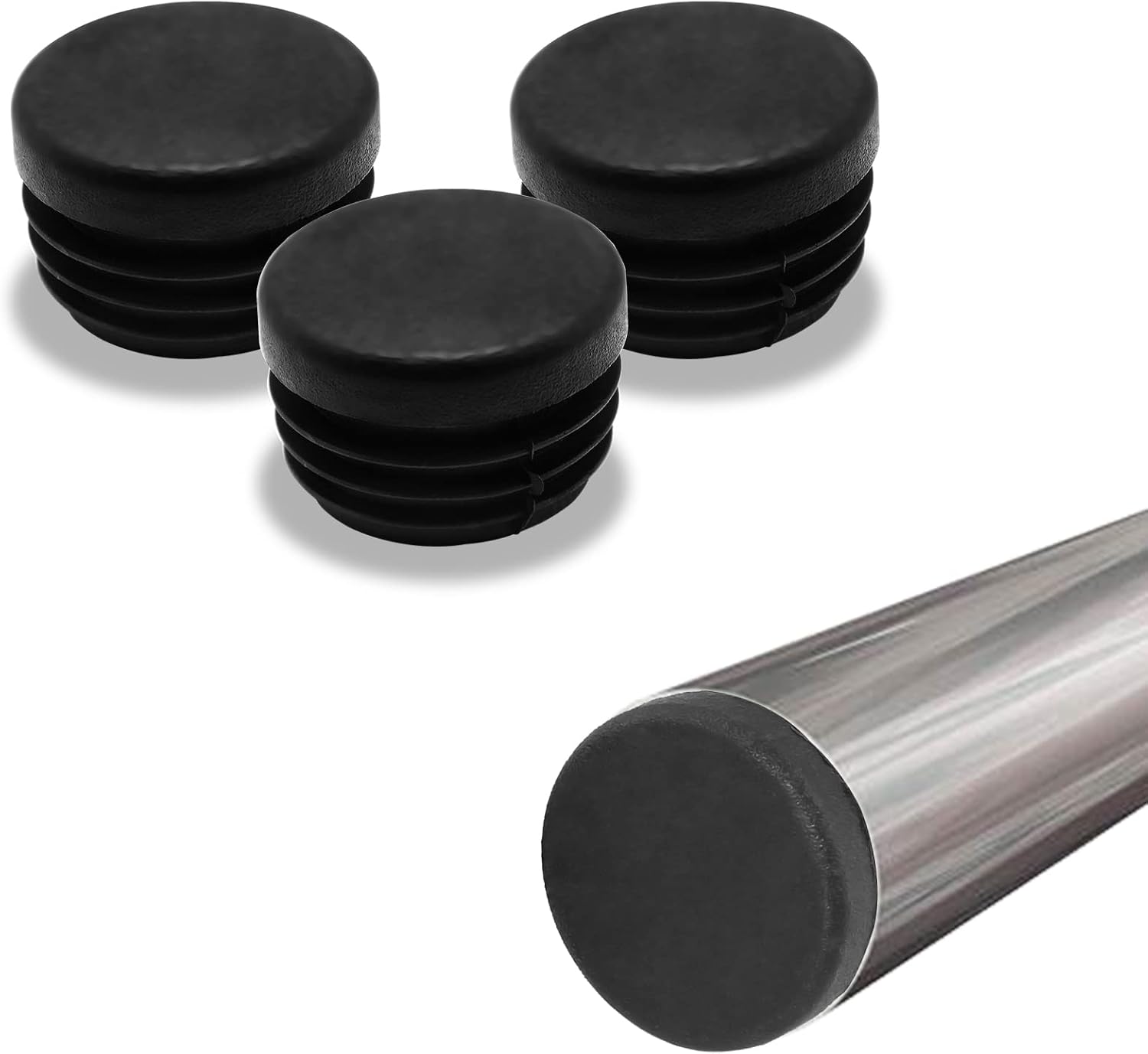 Biaungdo 24 Pcs 1 inch Round Plastic Hole Plug, Black Tubing End Cap ...