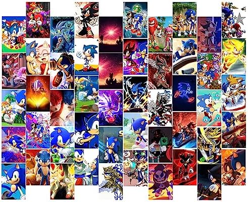 Amazon.com: 50Pcs Classic Sonic Posters Wall Collage Kit - Cute HD ...