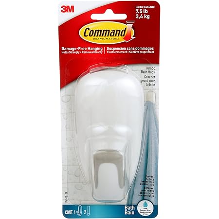 Amazon.com: Command Bathroom Wall Hook with Water-Resistant Adhesive ...