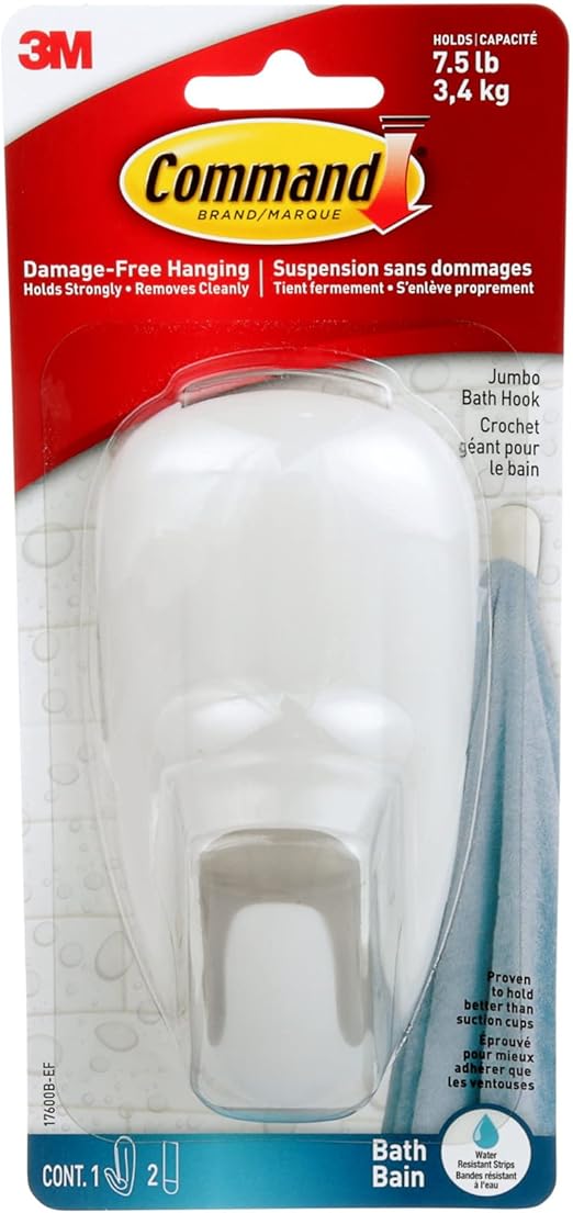 Amazon.com: Command Bathroom Wall Hook with Water-Resistant Adhesive ...