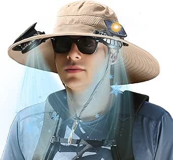 Amazon.com: HIKERBRO Solar Fan Hat - Wide Brim Sun Hat with 2 Fans ...