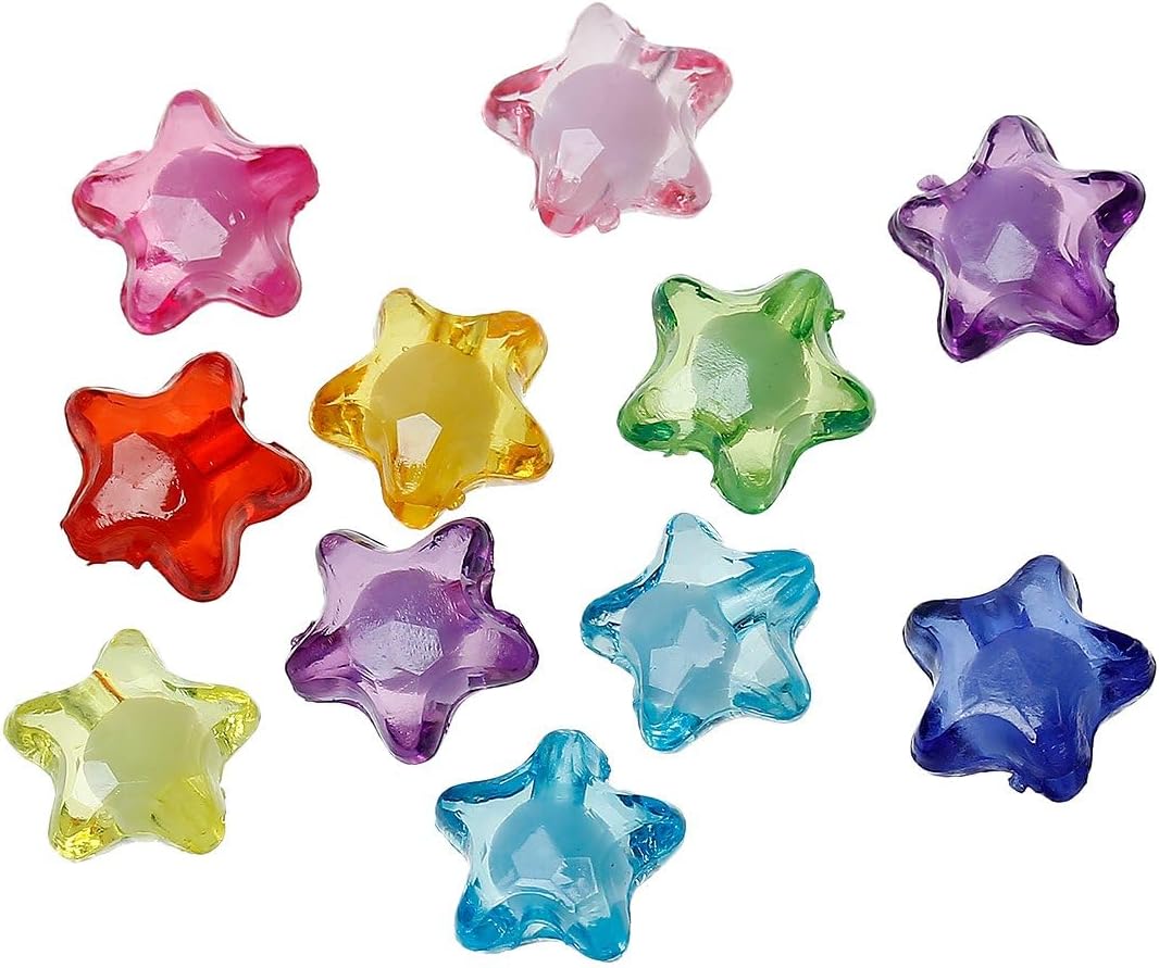 Amazon.com: 600 Acrylic Star Beads 12mm or 1/2 Inch Multicolor Star ...